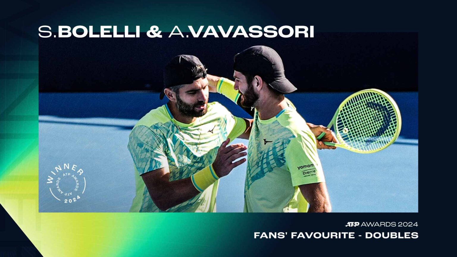ATP Awards: Andrea Vavassori insieme a Simone Bolelli votati la coppia di doppio preferita dai fan