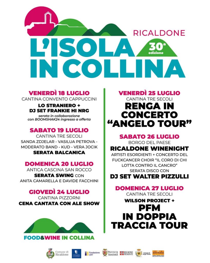 I 30 anni dell'Isola in Collina a Ricaldone con PFM e Francesco Renga
